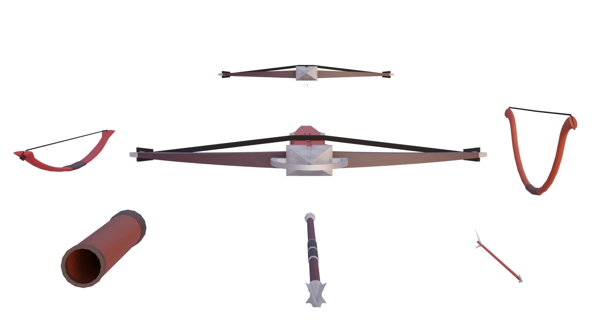 3D Medieval Long Range Weapons 7 Items Model - TurboSquid 2374017
