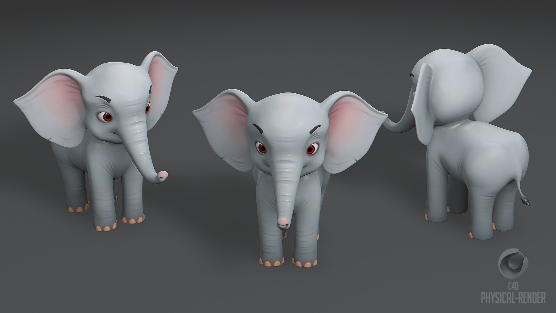 Cute Elephant Cartoon Character 3D Model - TurboSquid 2183764