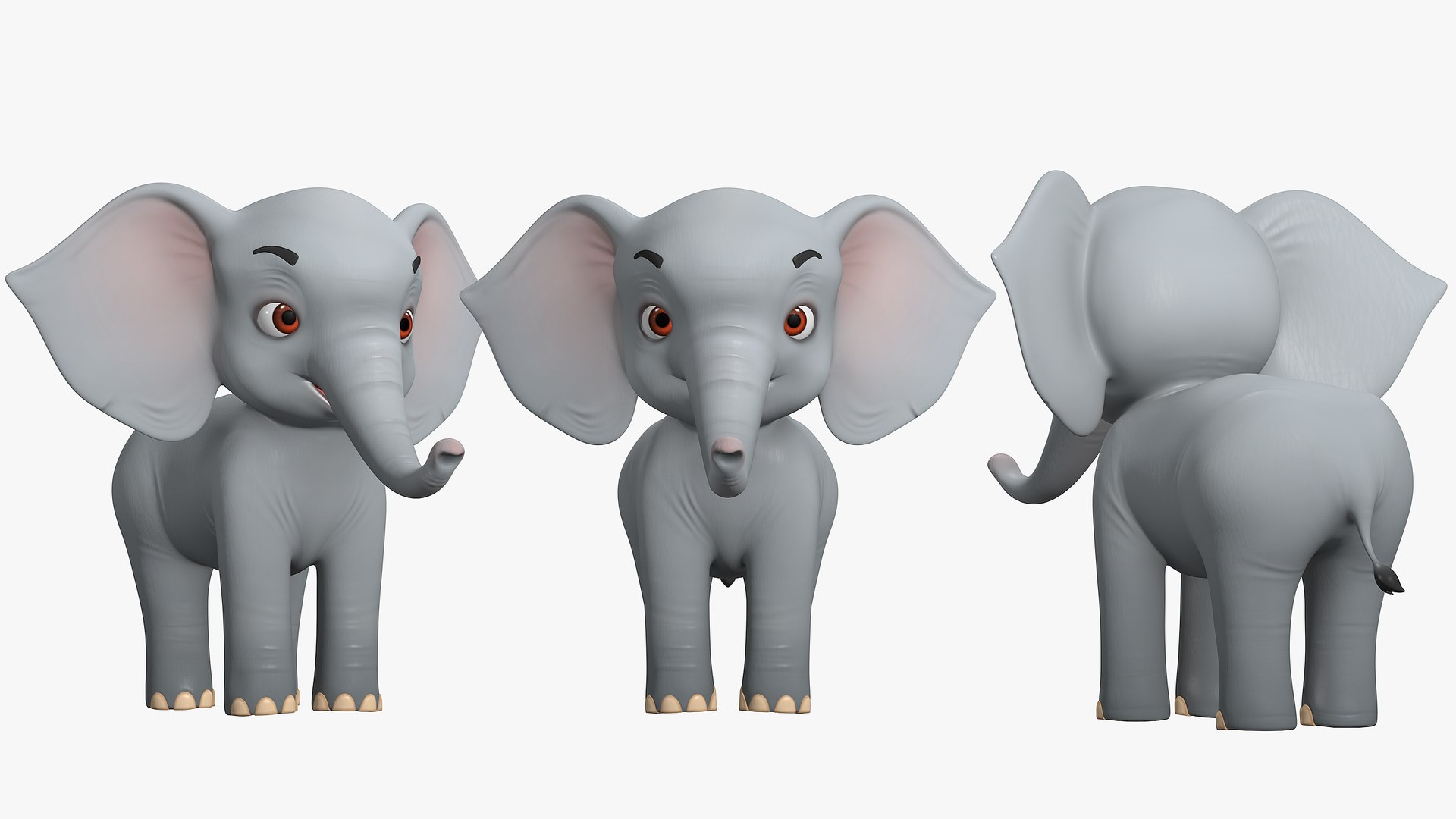 Cute Elephant Cartoon Character 3D Model - TurboSquid 2183764