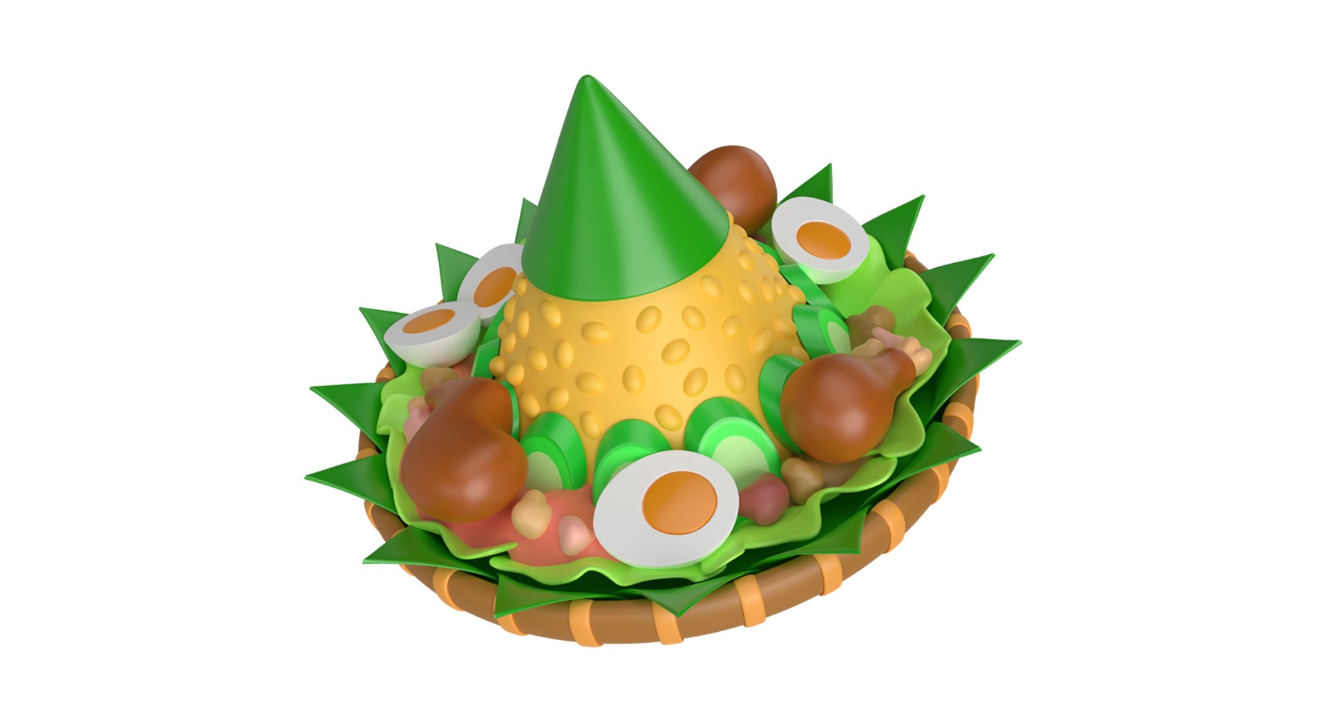 3D Cartoon Tumpeng Model - TurboSquid 1959431