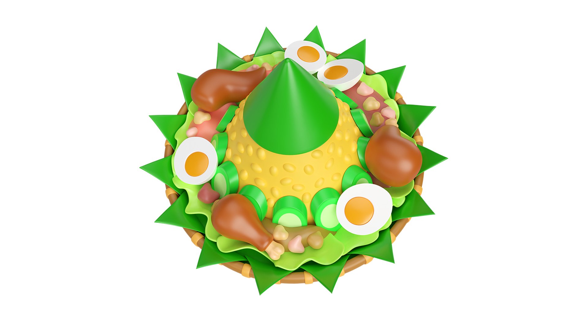 3D Cartoon Tumpeng Model - TurboSquid 1959431