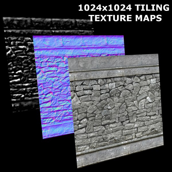 3d stone wall set ready