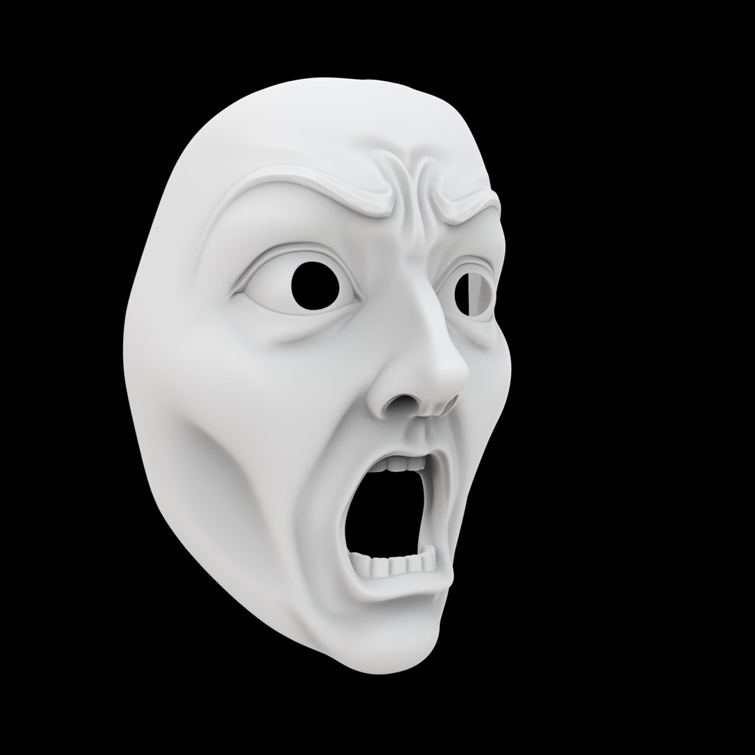 Shocked Face Mask 3D Print Model Extreme Surprise Awe Model ...