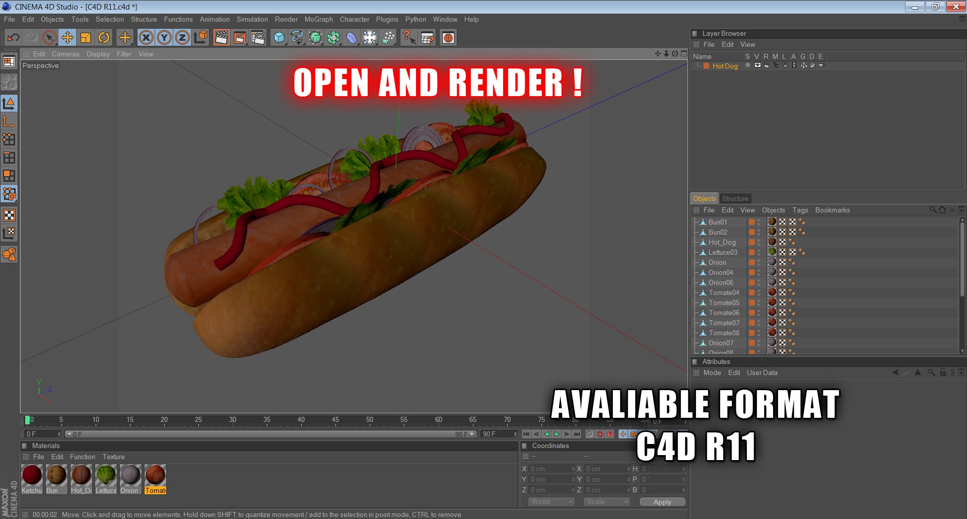 3d Hot Dog Model
