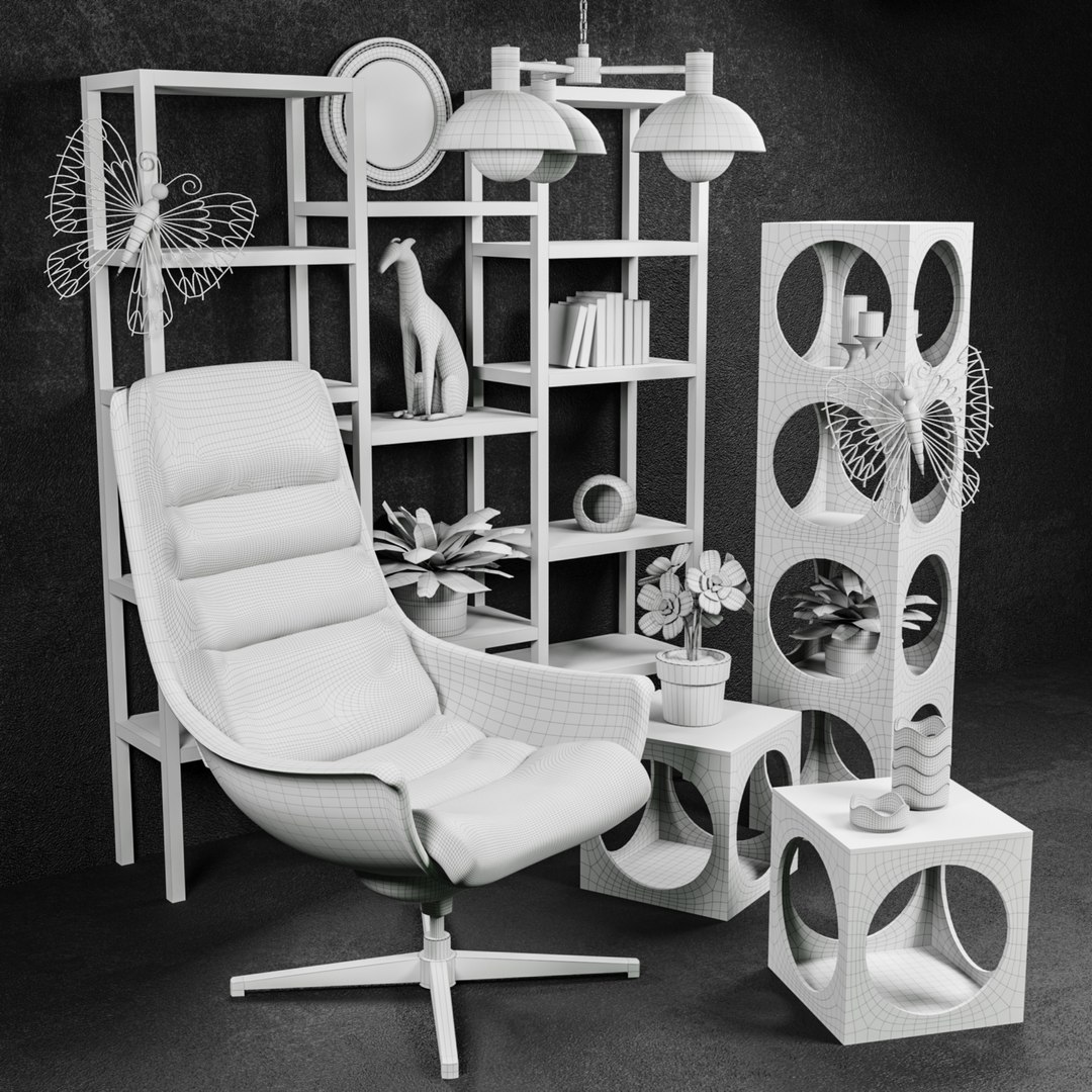 3D Retro Futuristic Office Furniture - TurboSquid 2385406