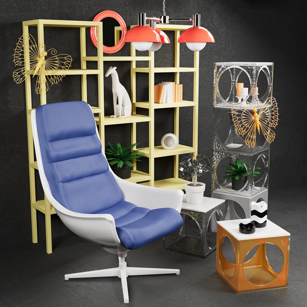3D Retro Futuristic Office Furniture - TurboSquid 2385406