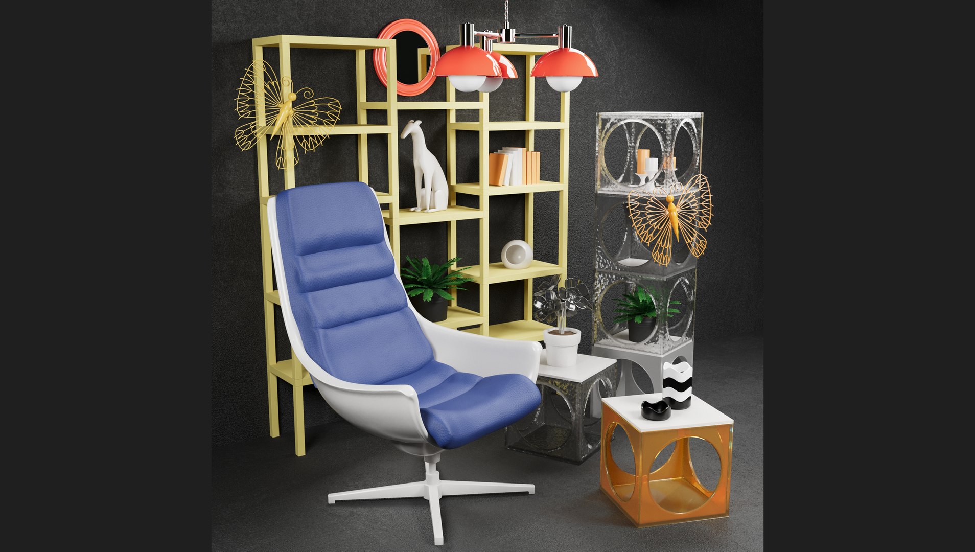 3D Retro Futuristic Office Furniture - TurboSquid 2385406