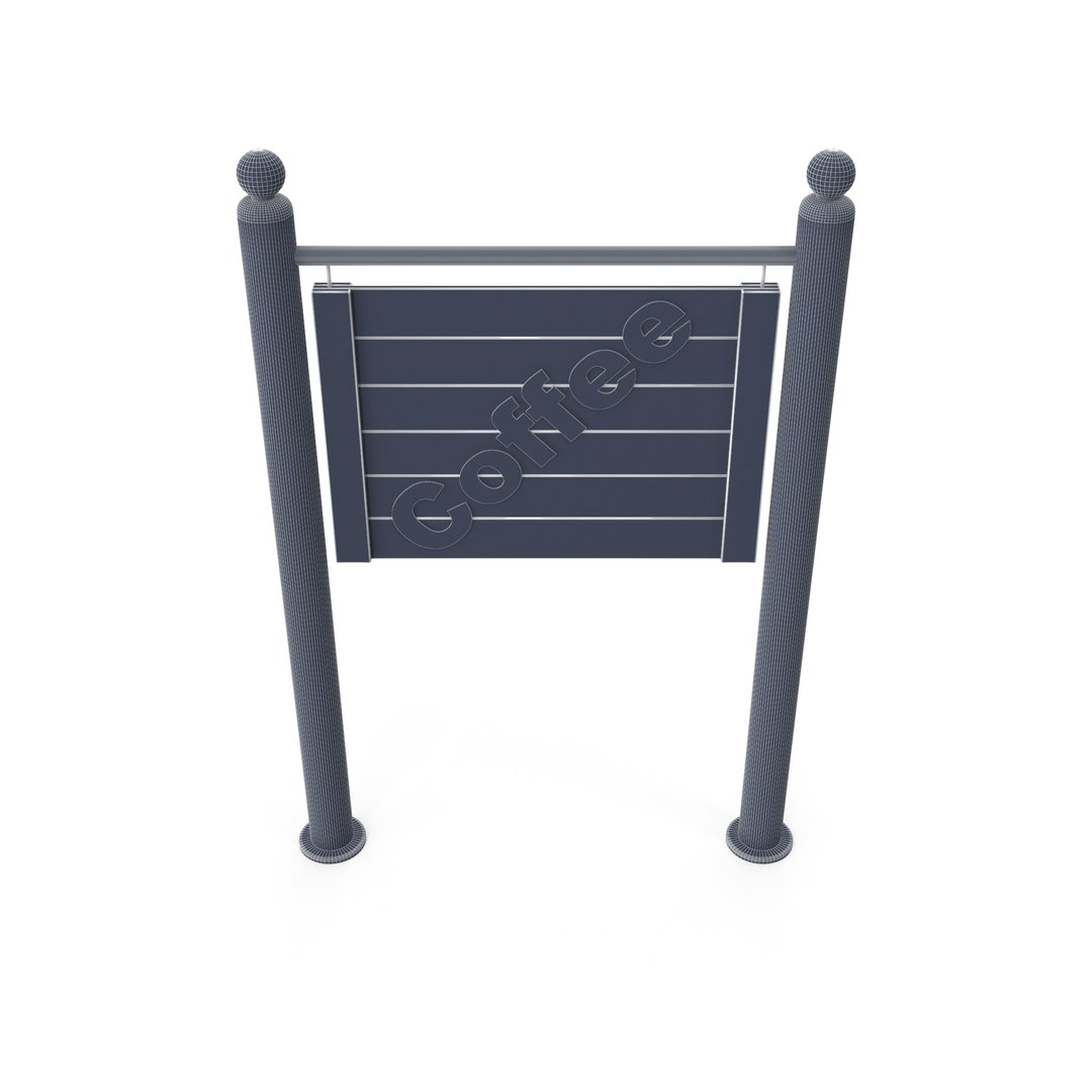3D Double-legged Sign With Wood And Metal Details Ground-mounted Model ...