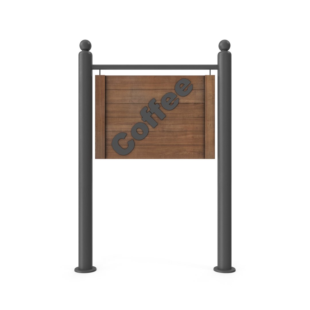3D Double-legged Sign With Wood And Metal Details Ground-mounted Model ...