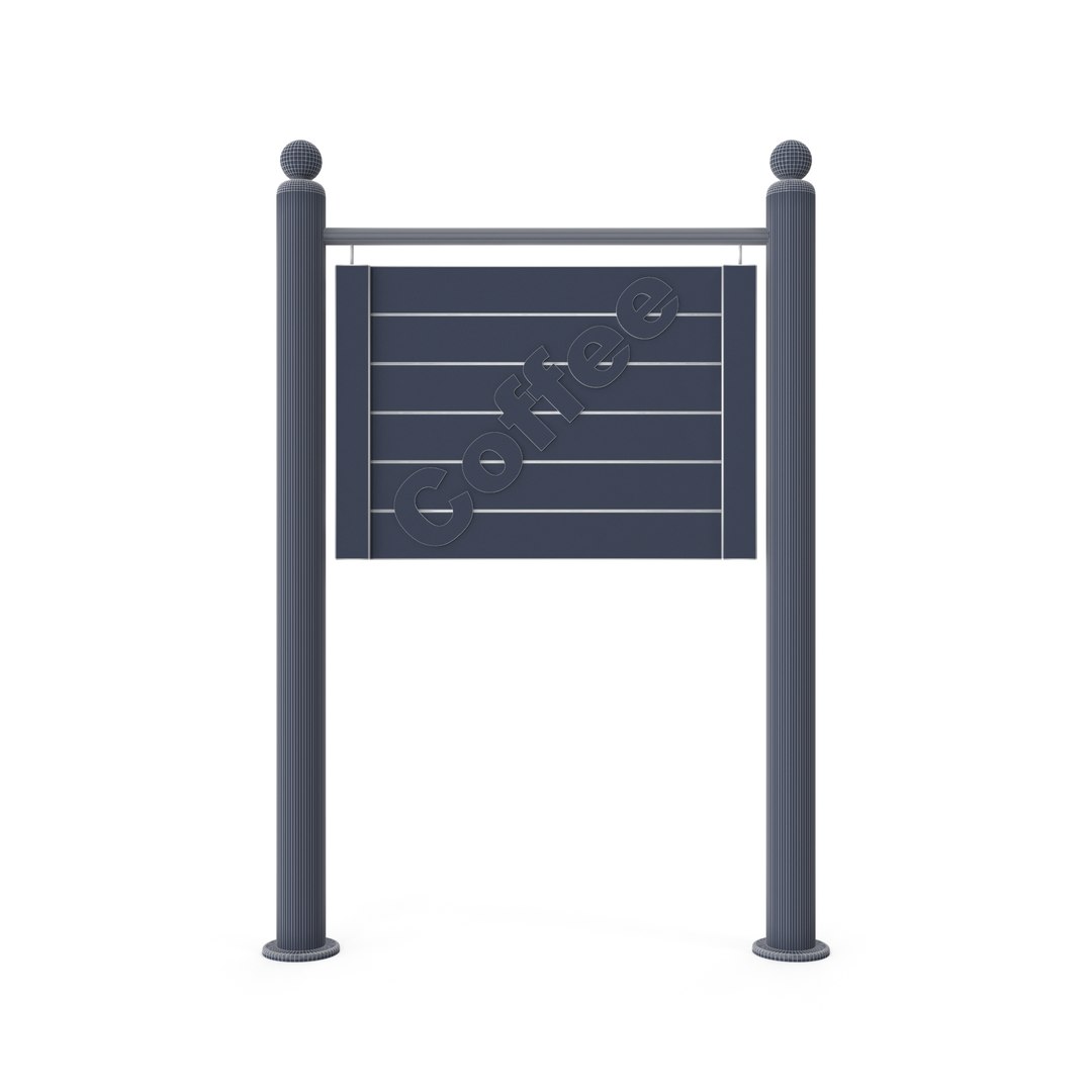 3D Double-legged Sign With Wood And Metal Details Ground-mounted Model ...