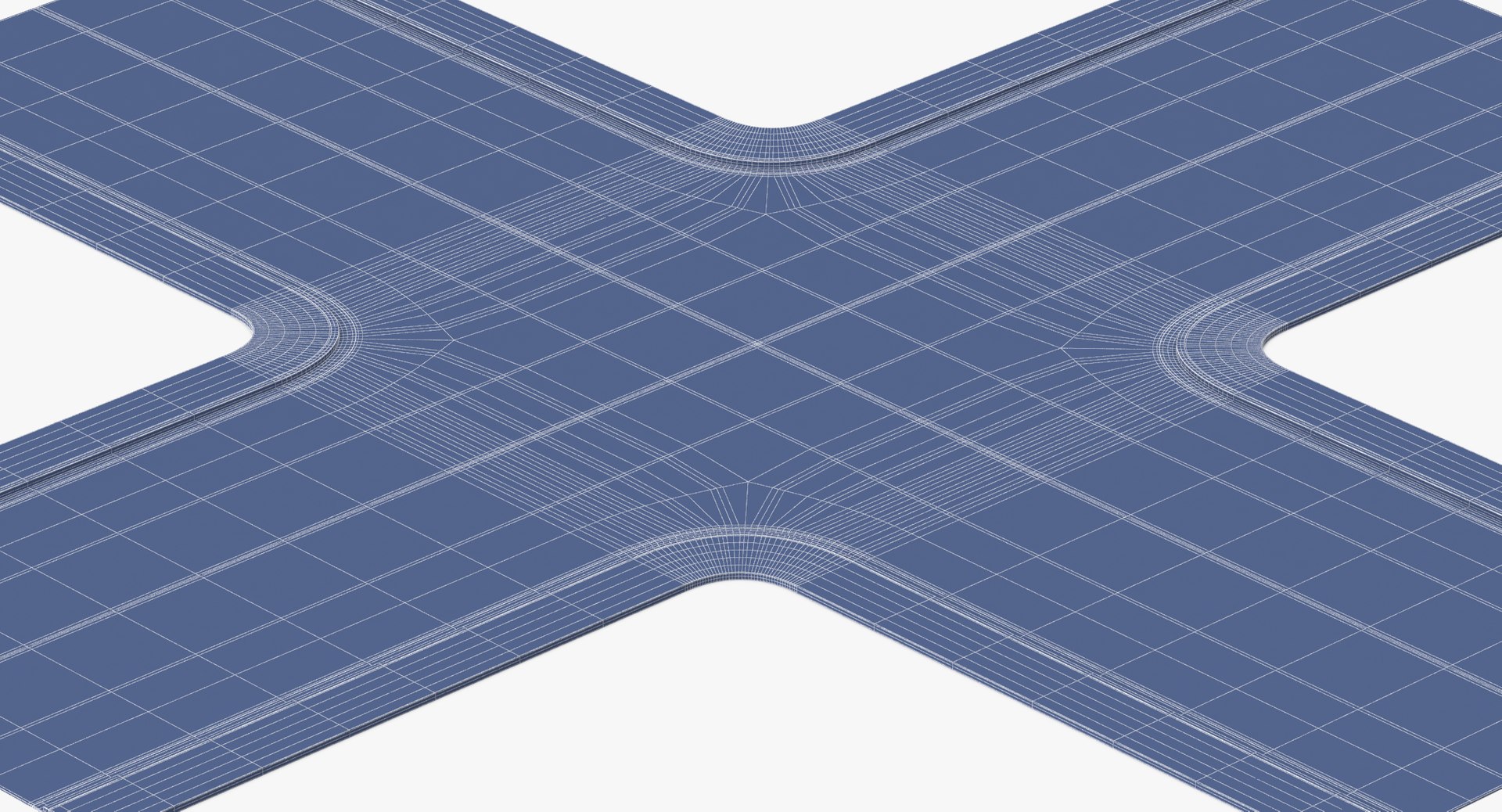 4 Lane Street Intersection 3d Obj