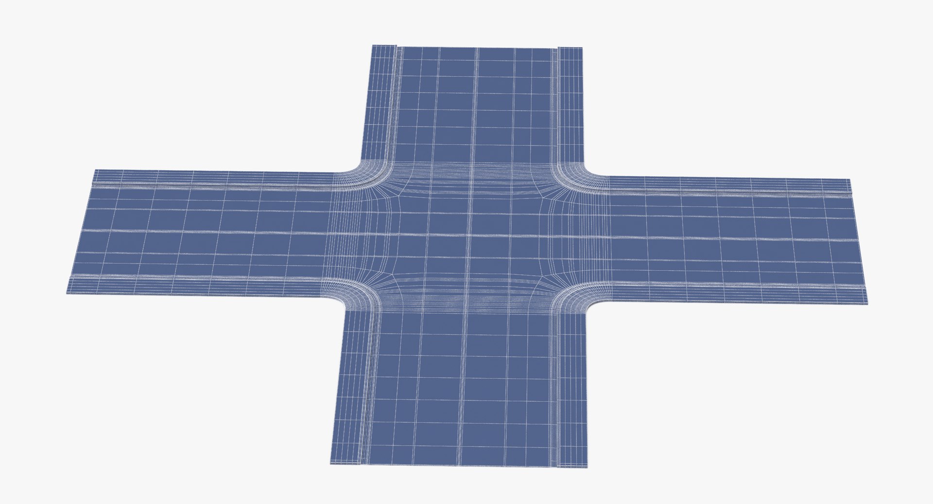 4 Lane Street Intersection 3d Obj