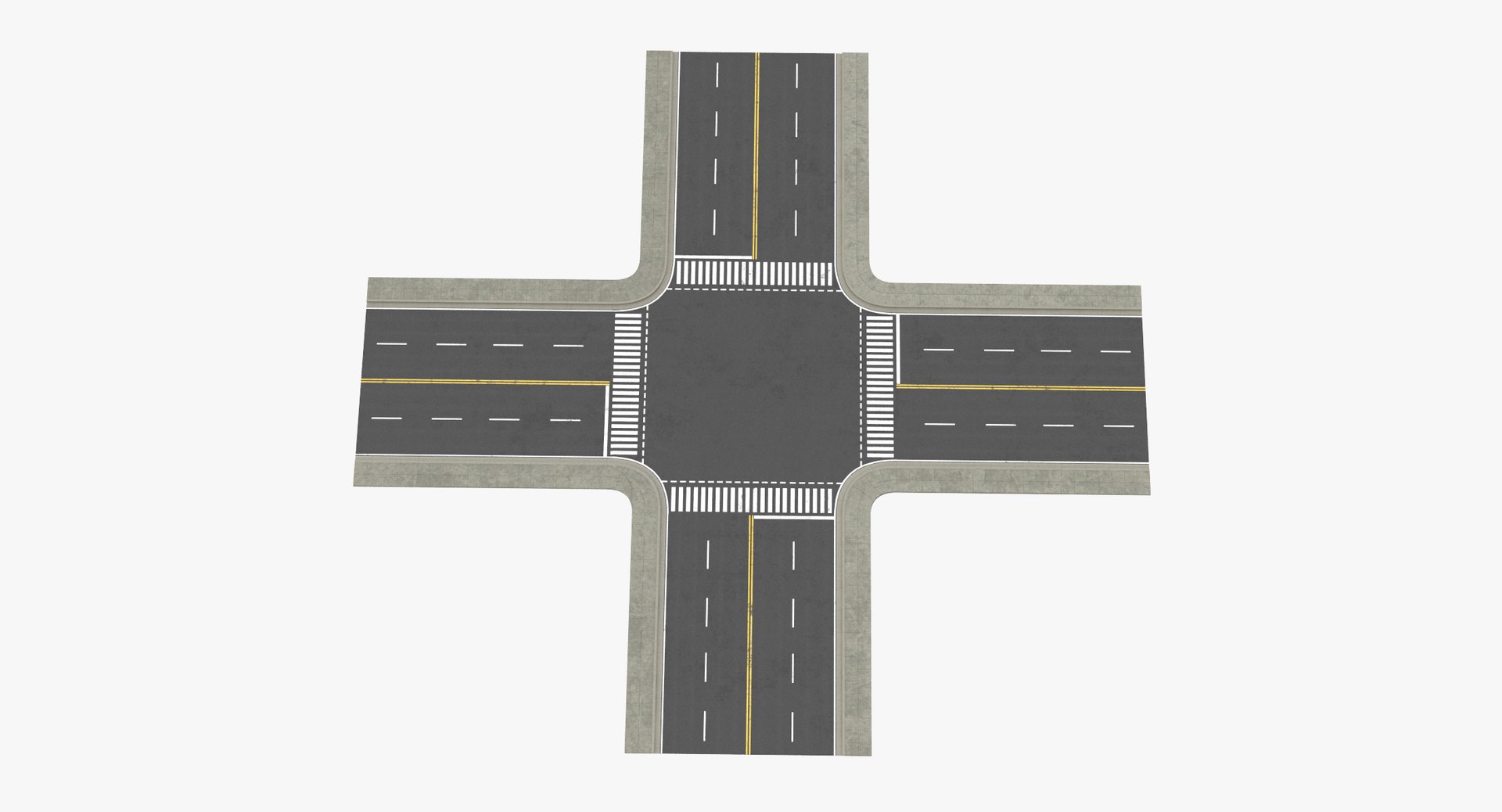 4 lane street intersection 3d obj