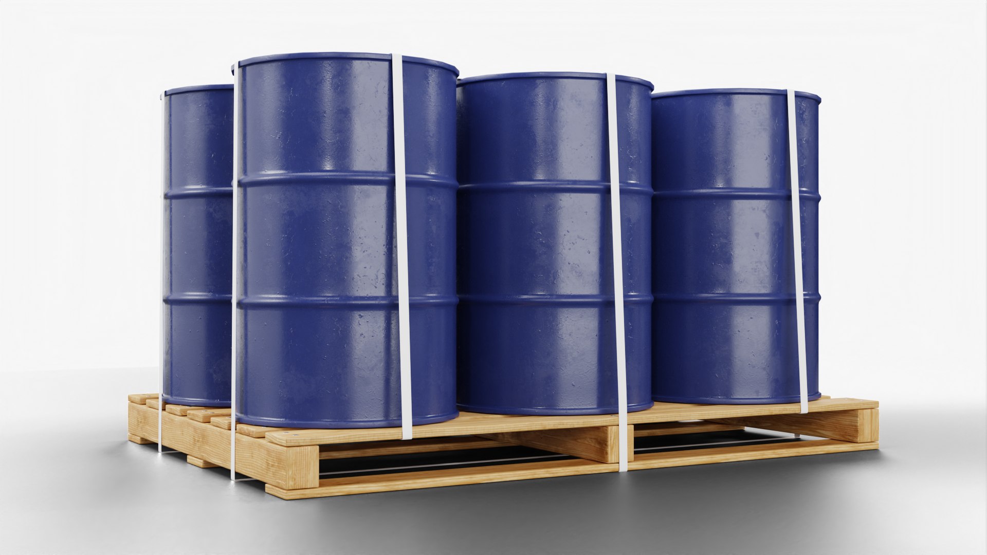 Blue Barrels with Pallet 3D model - TurboSquid 2174309