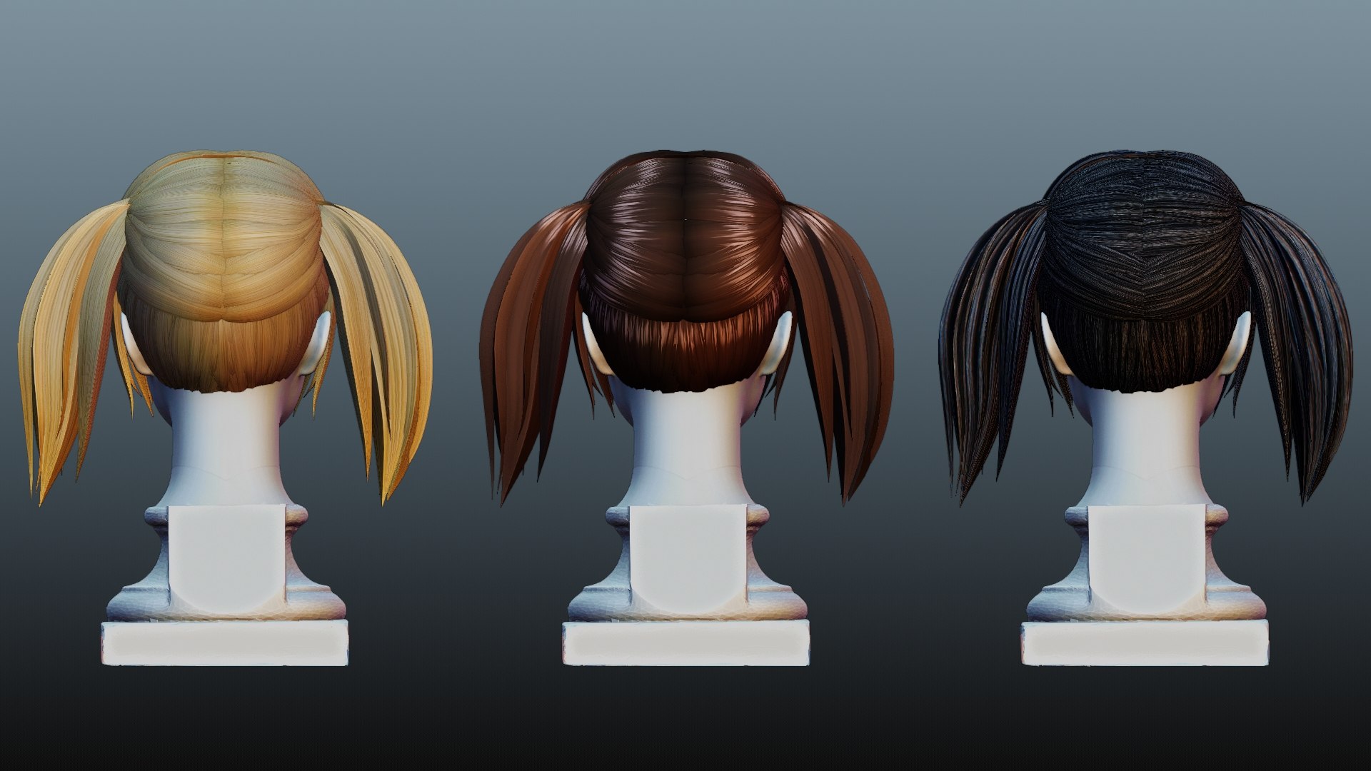 Female Hair Low Poly 3 Color Model Model - TurboSquid 2073823