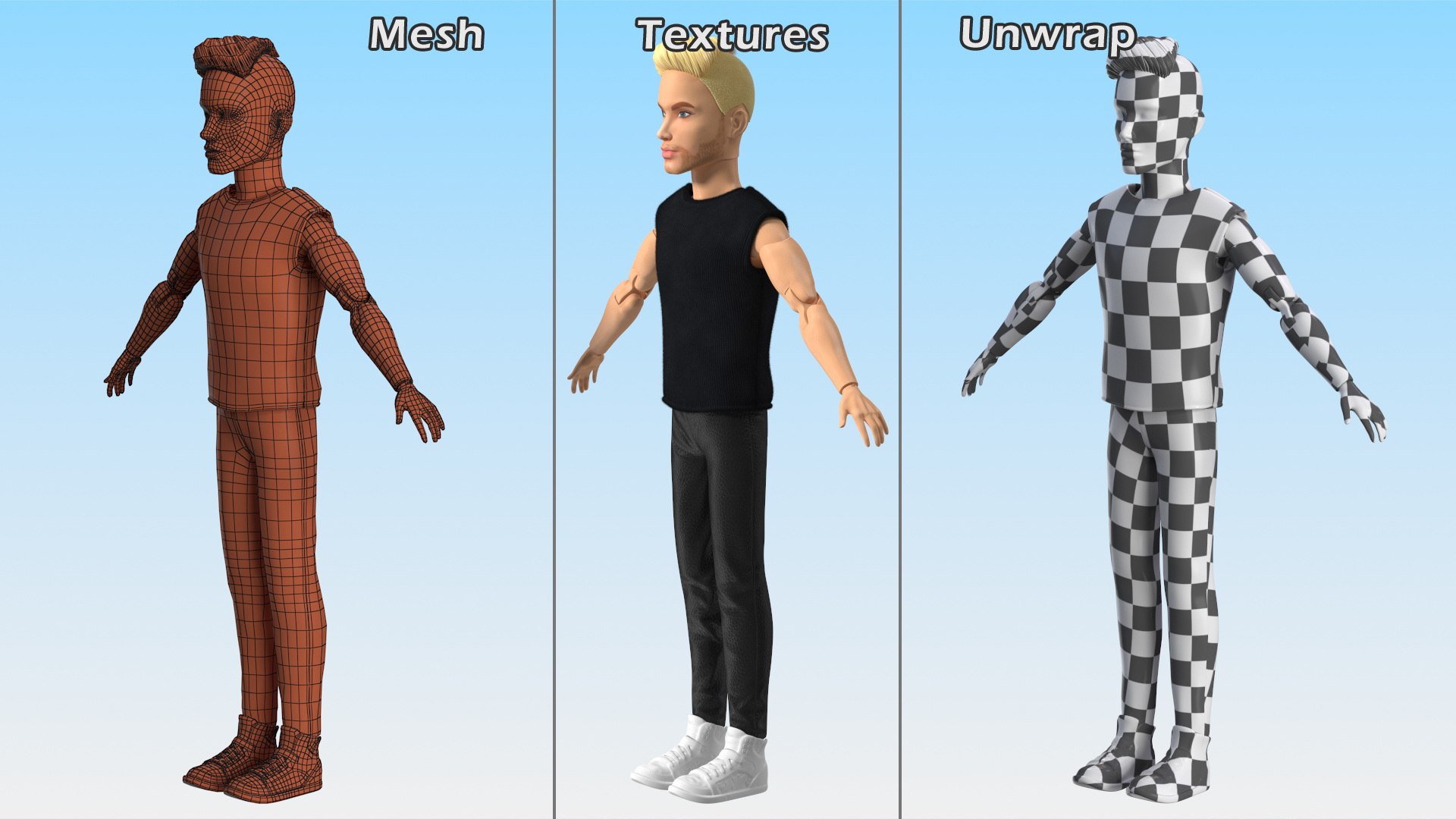 Barbie Ken GTD90 Dressed T-pose Fur model - TurboSquid 1903122