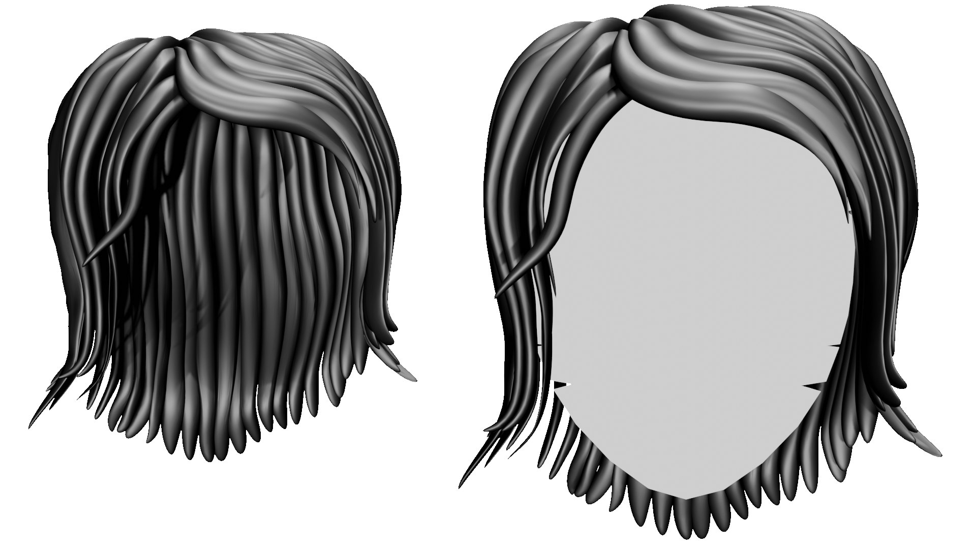 3D Hairs wigs model - TurboSquid 1814598