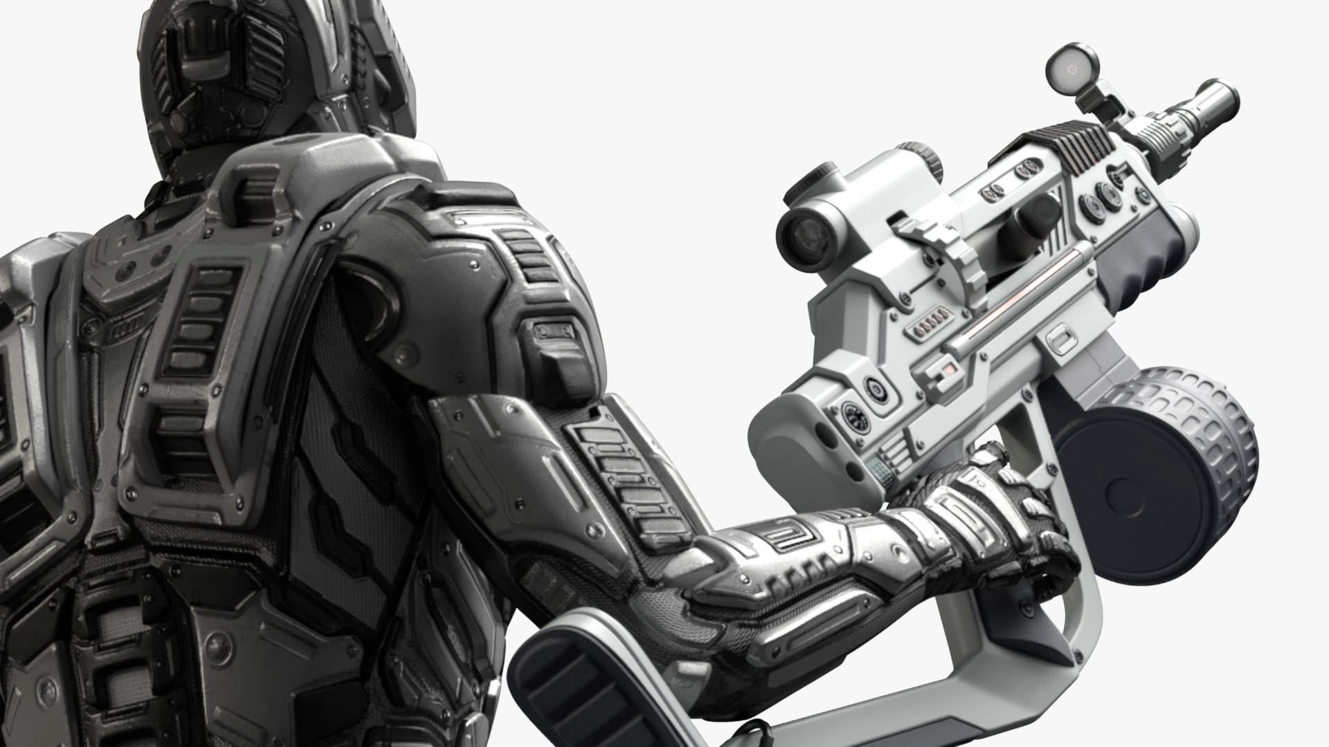 Futuristic Armored Robot With Rifle 3D - TurboSquid 2250707