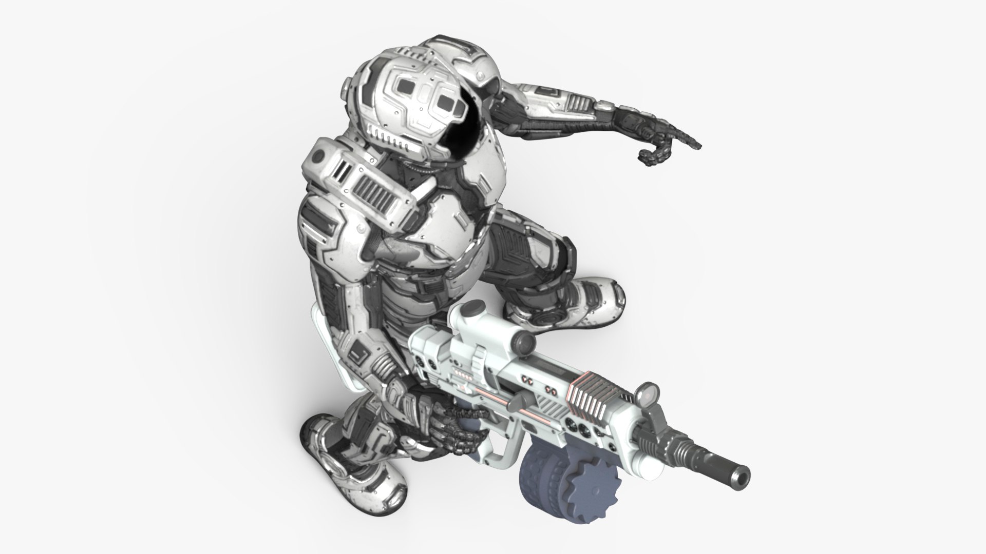 Futuristic Armored Robot With Rifle 3D - TurboSquid 2250707