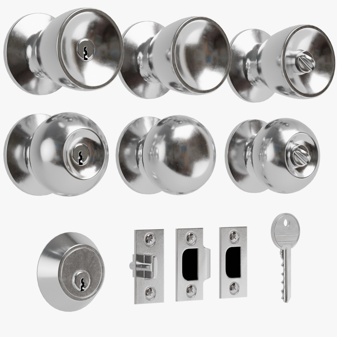 3D Door Knob Set Silver - TurboSquid 2362780