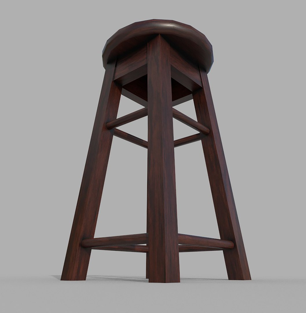 3D Low Poly Wooden Stool - TurboSquid 1735402