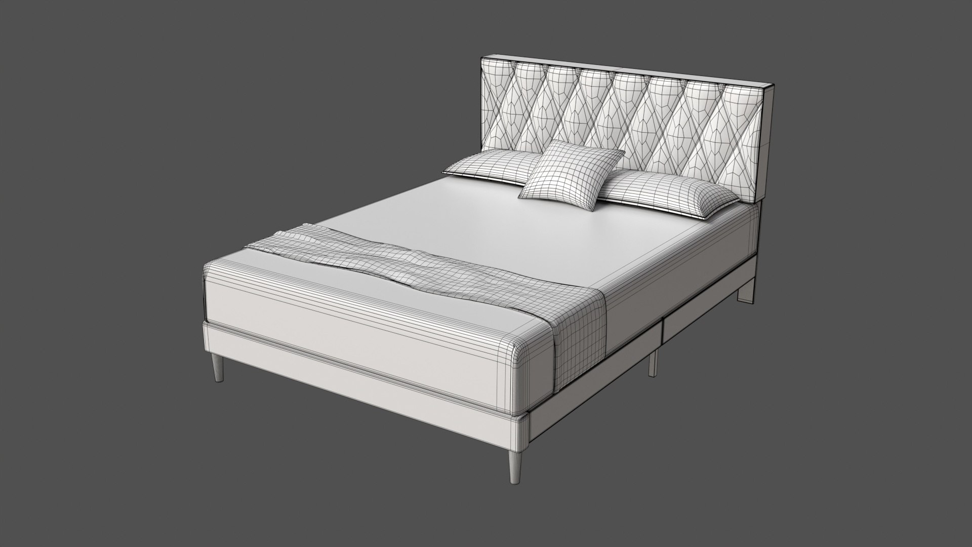 Haiide Queen Bed 3D Model - TurboSquid 2233619