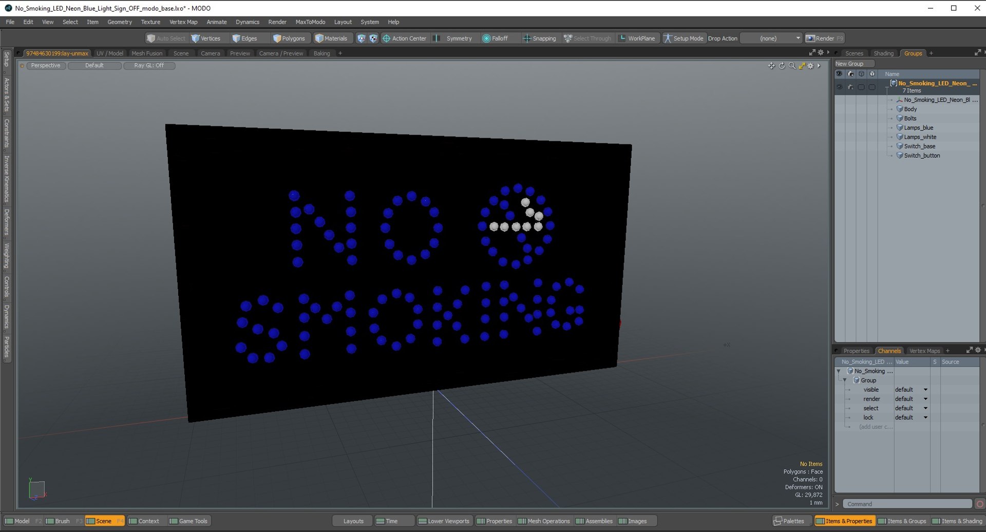 No Smoking LED Neon Blue Light Sign OFF 3D model - TurboSquid 2111037