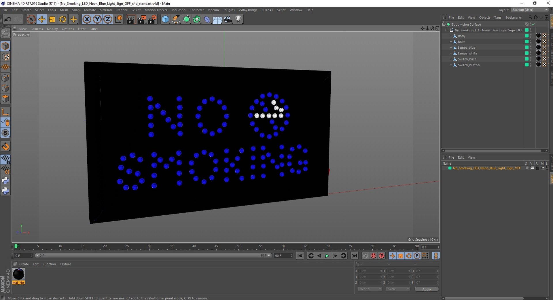 No Smoking LED Neon Blue Light Sign OFF 3D model - TurboSquid 2111037