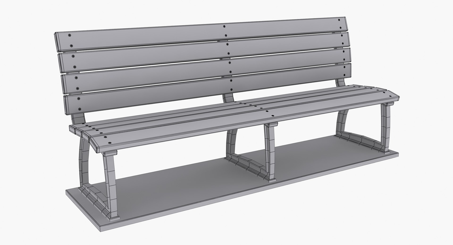 3d Park Bench Model
