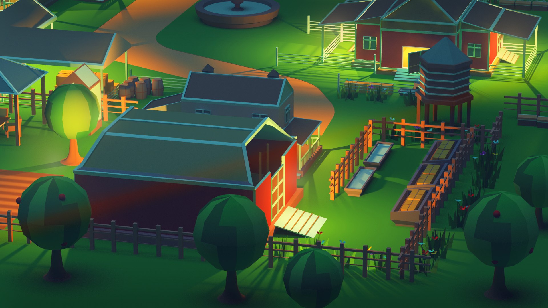 Cartoon Farm 3d Model
