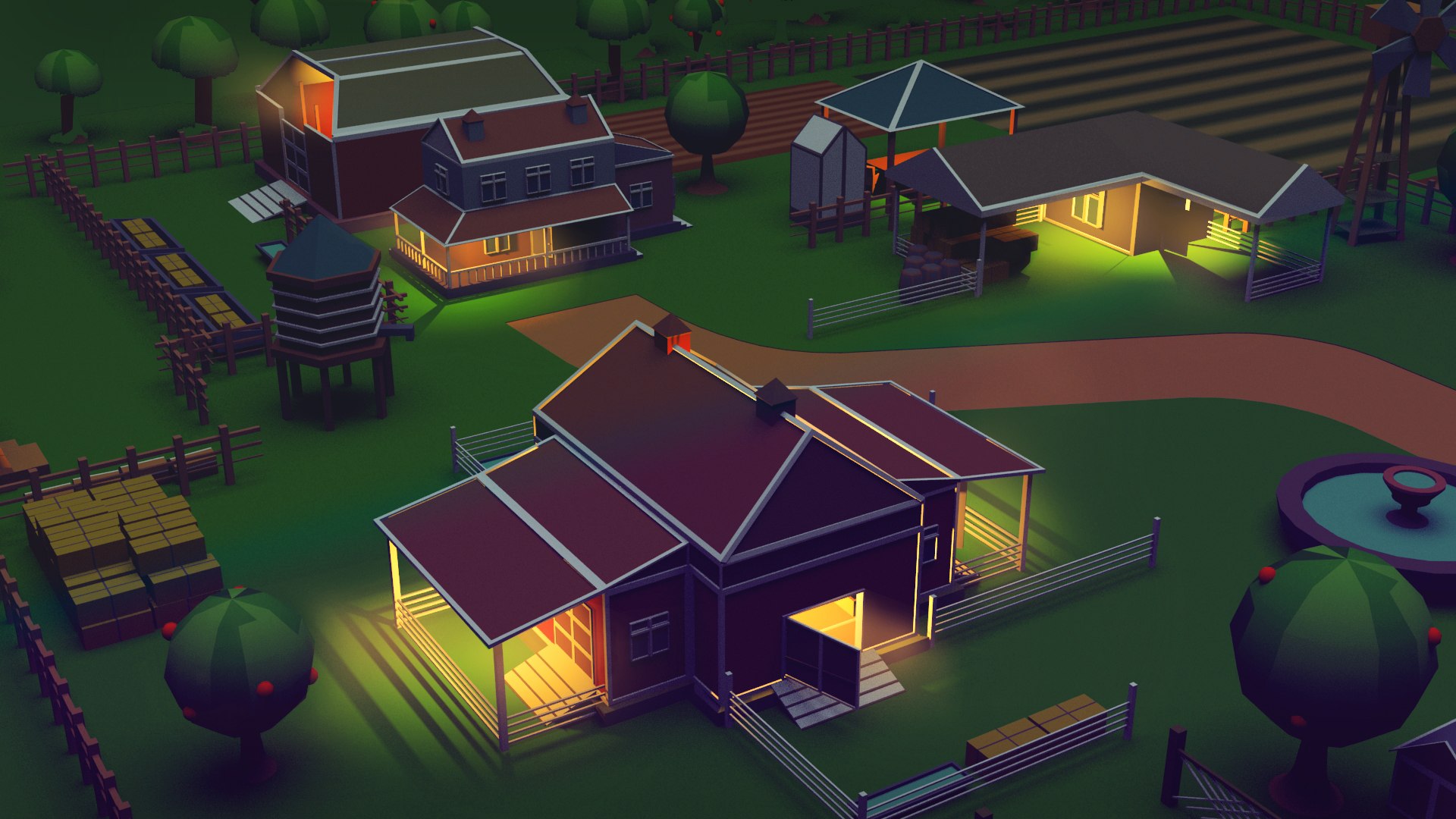 Cartoon Farm 3d Model