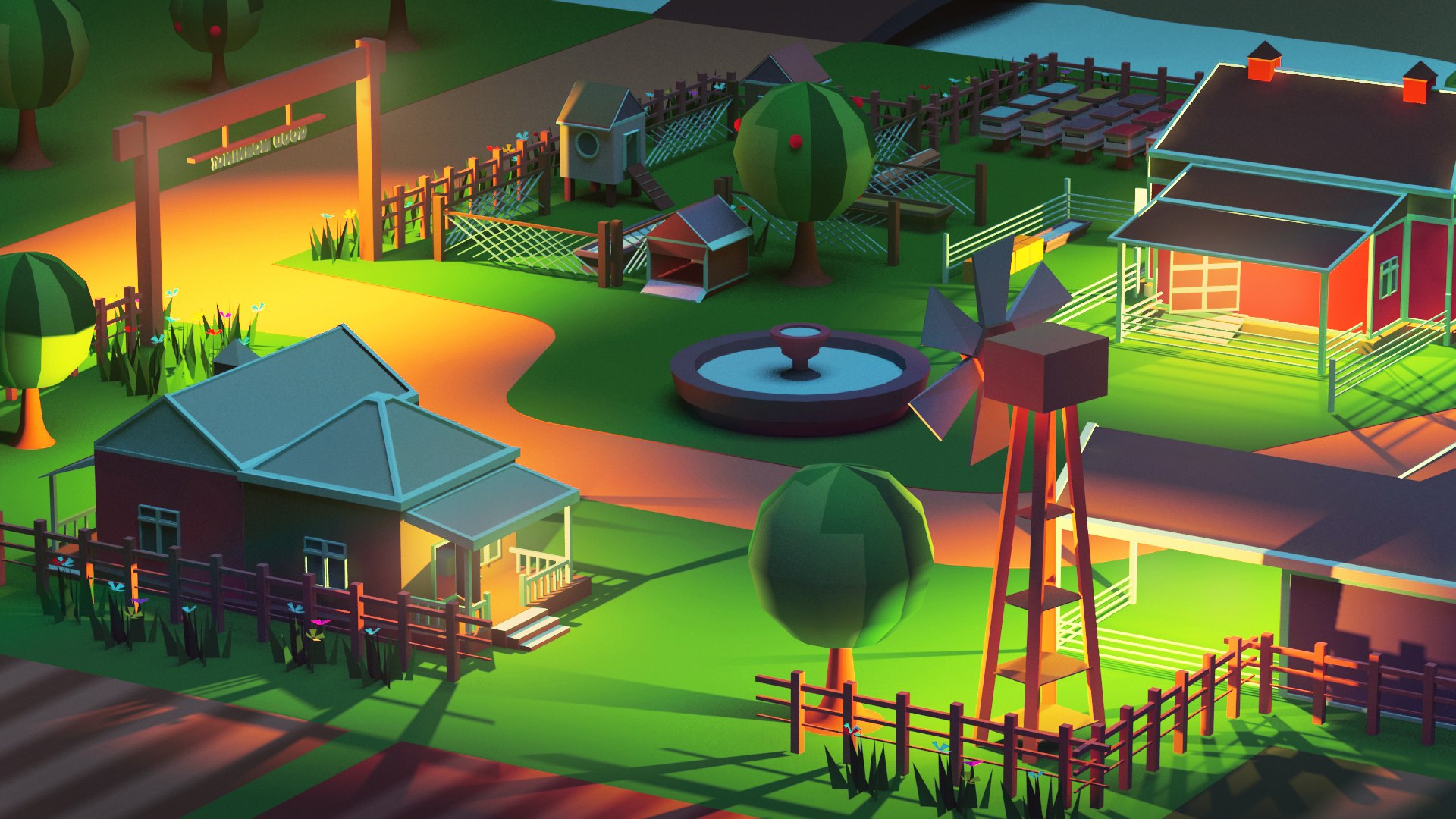 Cartoon Farm 3d Model