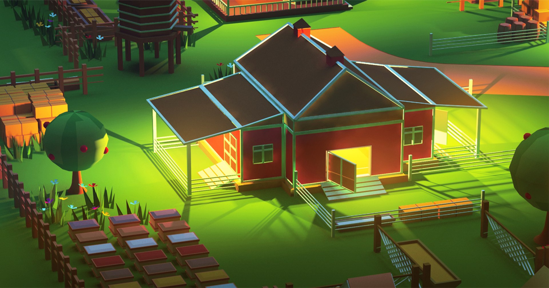 Cartoon Farm 3d Model