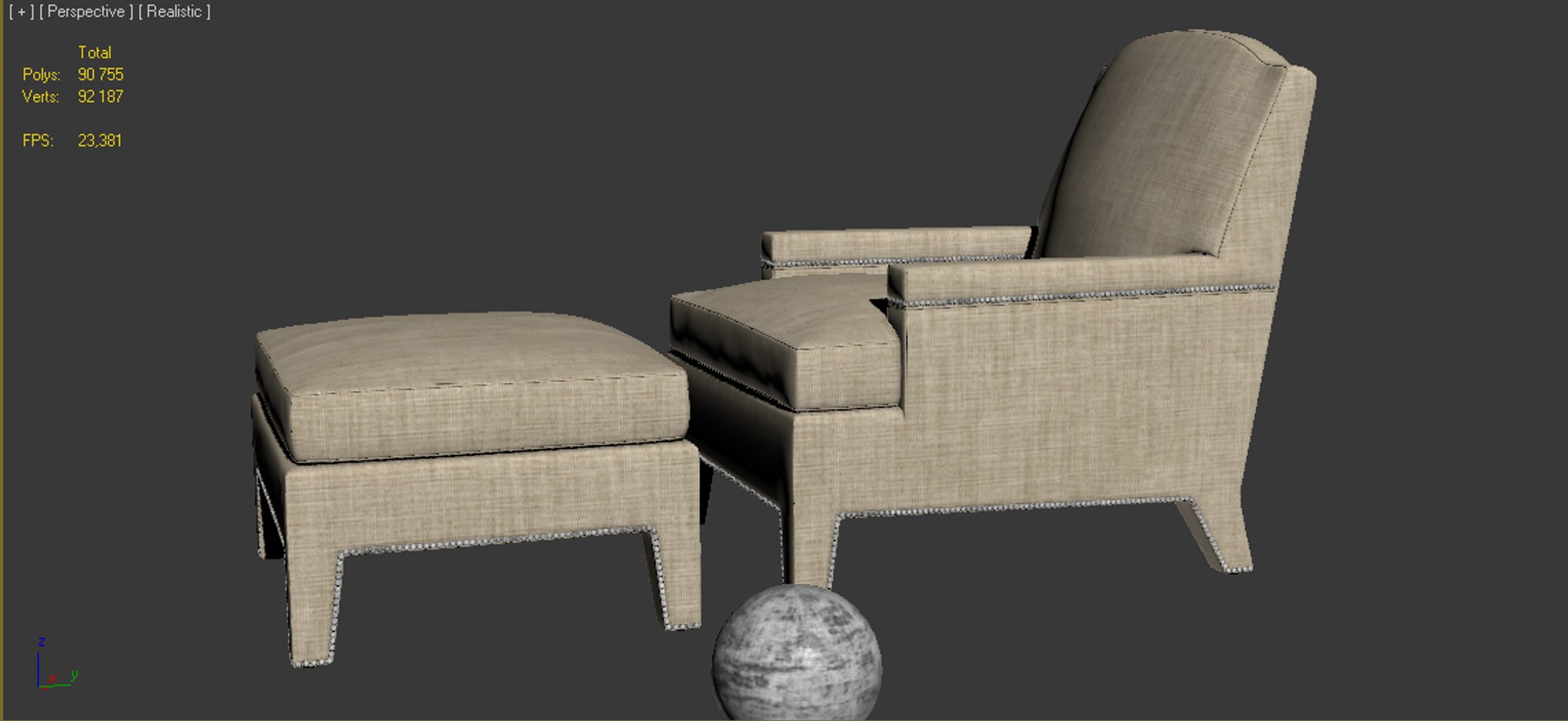 3D Model Boyd Chair Ottoman - TurboSquid 1344126