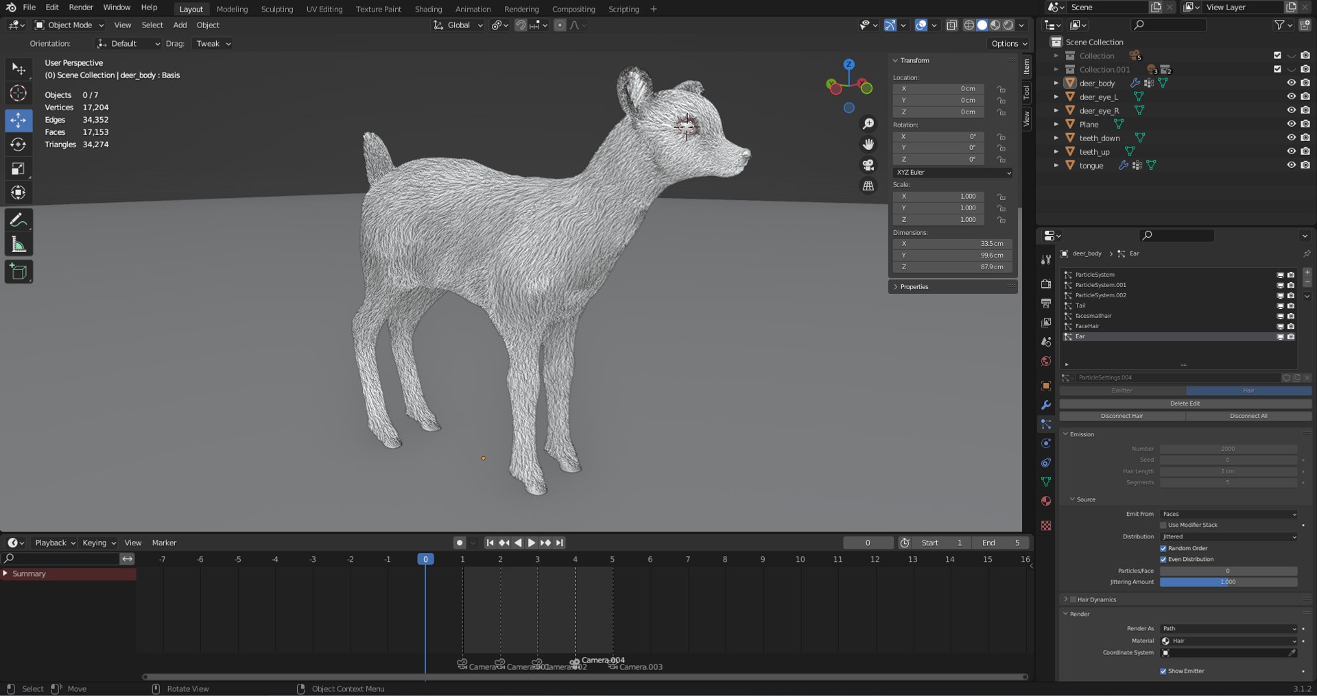3D Model Fur Fawn Deer Rigged Blender - TurboSquid 1978485