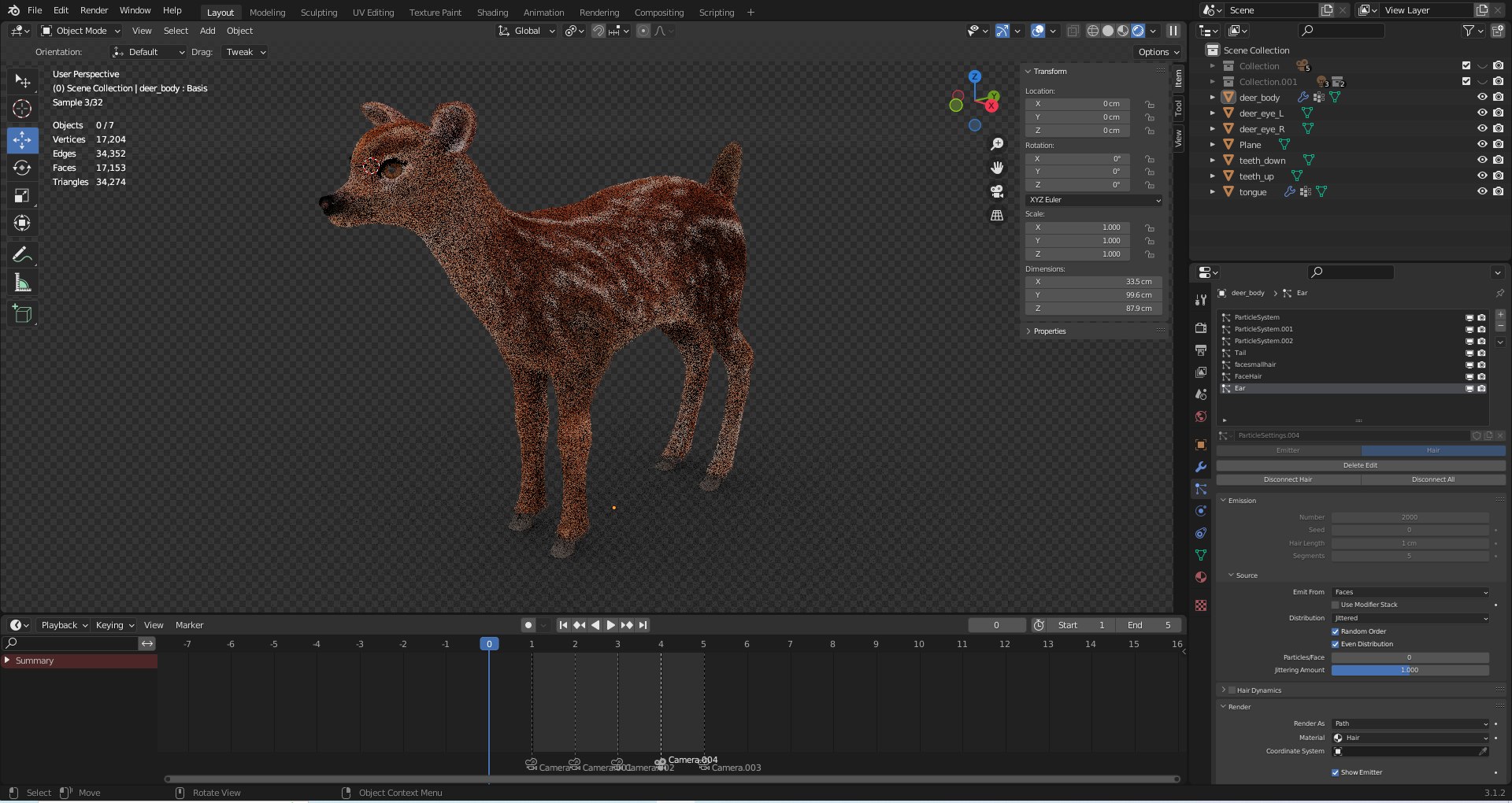 3D Model Fur Fawn Deer Rigged Blender - TurboSquid 1978485