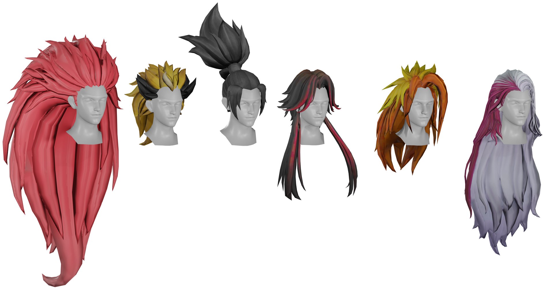 20 Stylized Male Hair Models Pack 1 - Low Poly 3D - TurboSquid 2155690