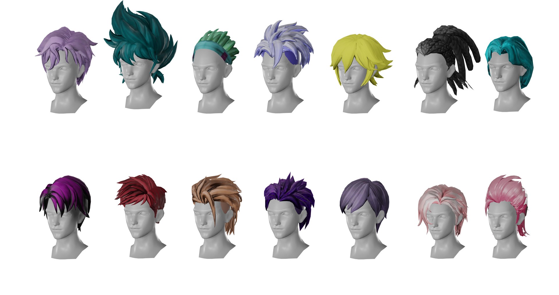 20 Stylized Male Hair Models Pack 1 - Low Poly 3D - TurboSquid 2155690