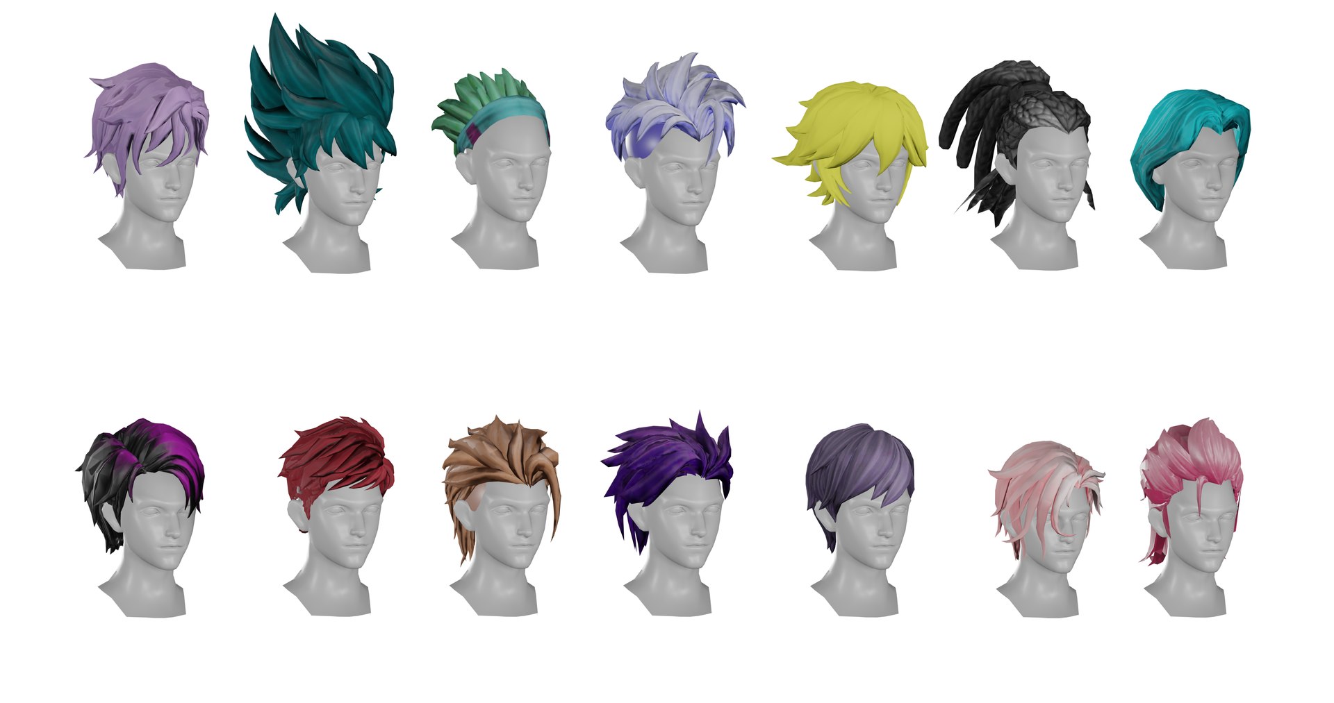20 Stylized Male Hair Models Pack 1 - Low Poly 3D - TurboSquid 2155690