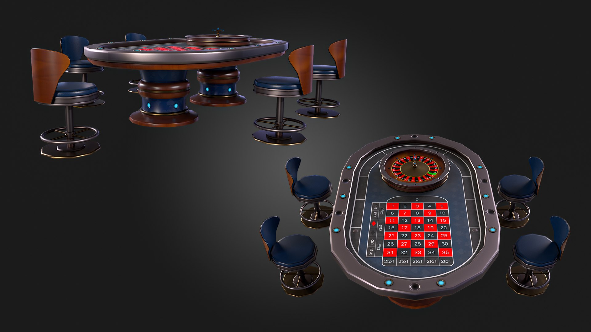 3D Model Roulette Table - TurboSquid 2225063