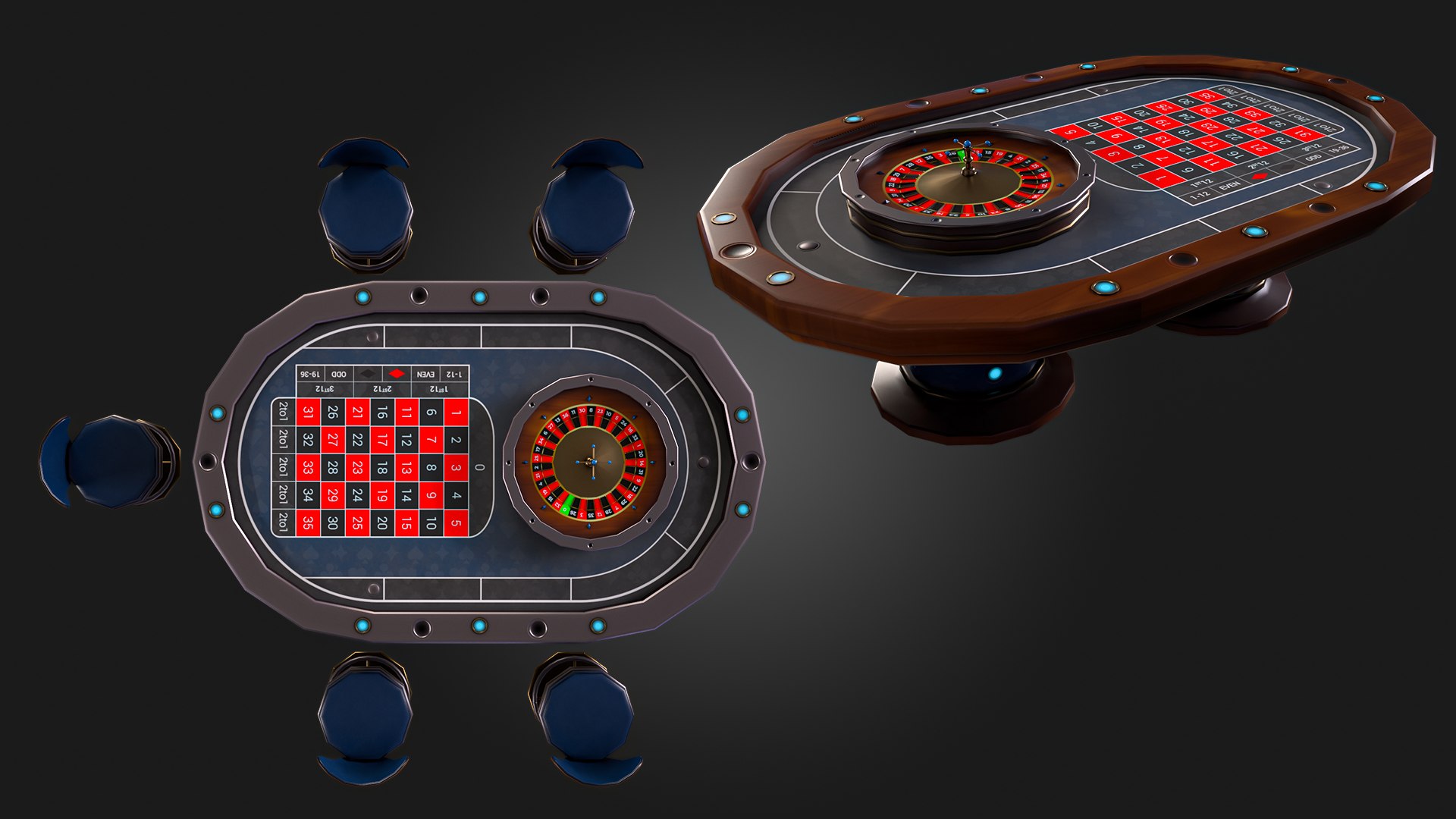 3D Model Roulette Table - TurboSquid 2225063