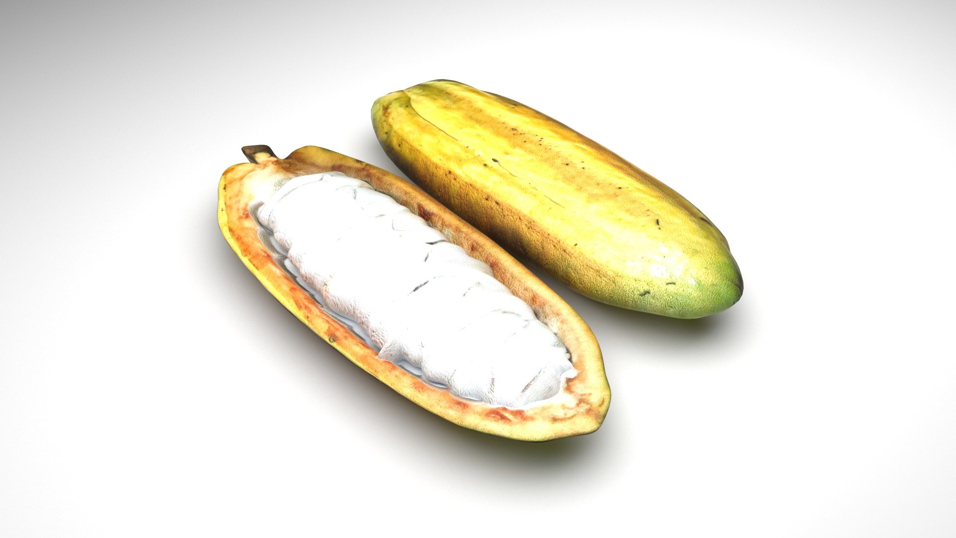 Opened And Unripe Cocoa Fruit 3D - TurboSquid 1856704