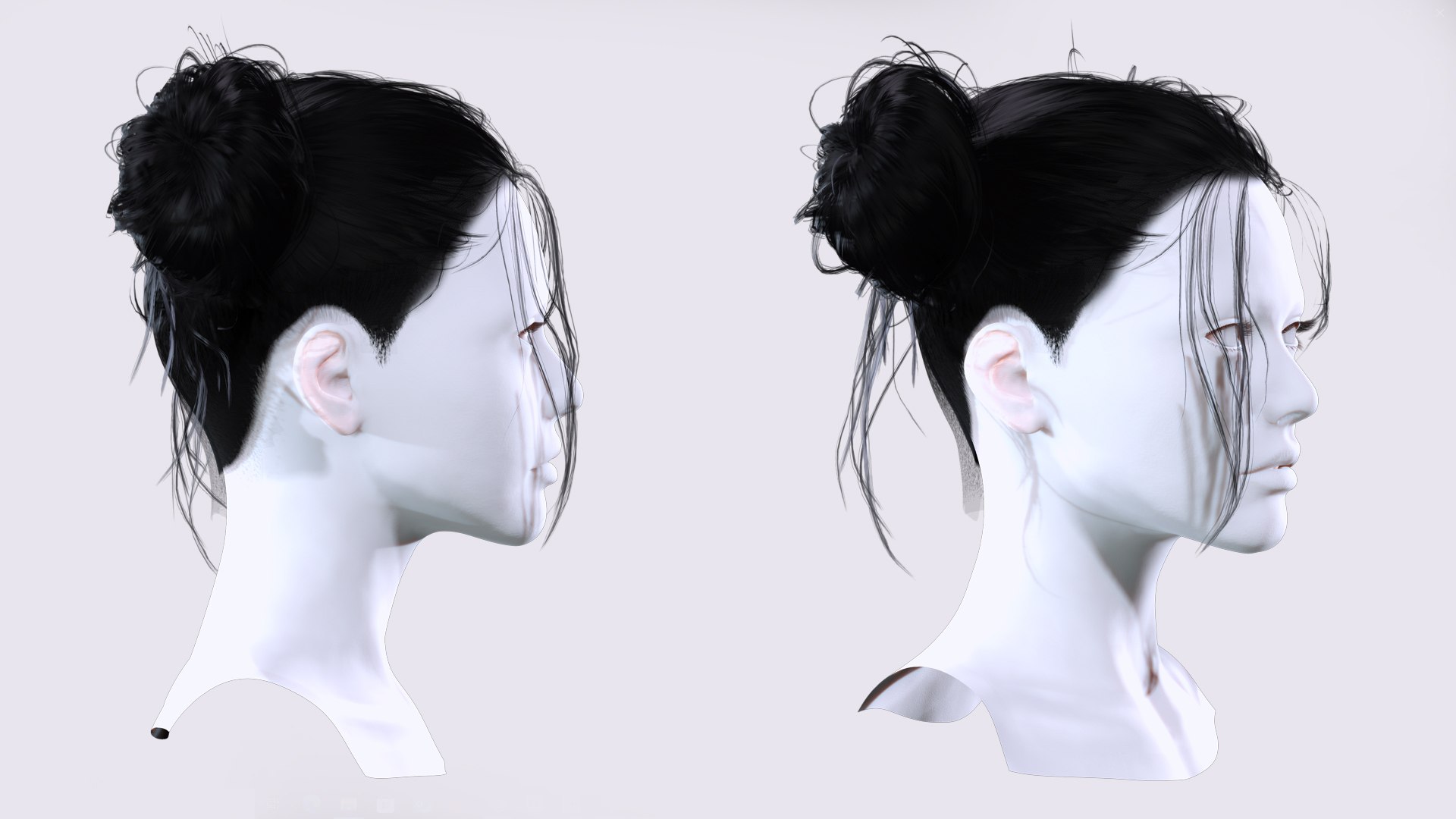 Cute Messy Buns Hairstyle - Realistic 3D Asset Model - TurboSquid 2393468