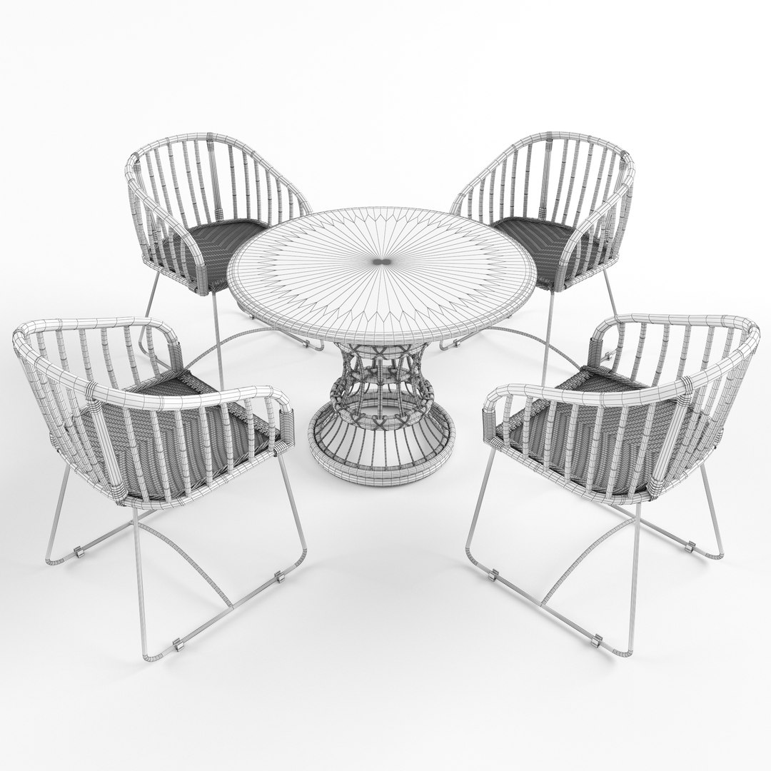 3D Rattan Chair Table - TurboSquid 1697679
