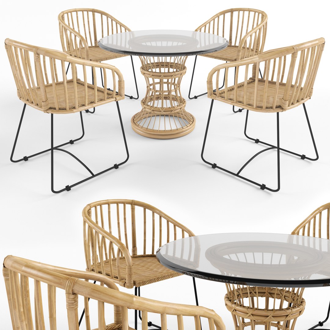3D Rattan Chair Table - TurboSquid 1697679