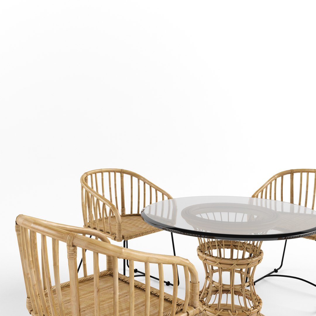 3D Rattan Chair Table - TurboSquid 1697679