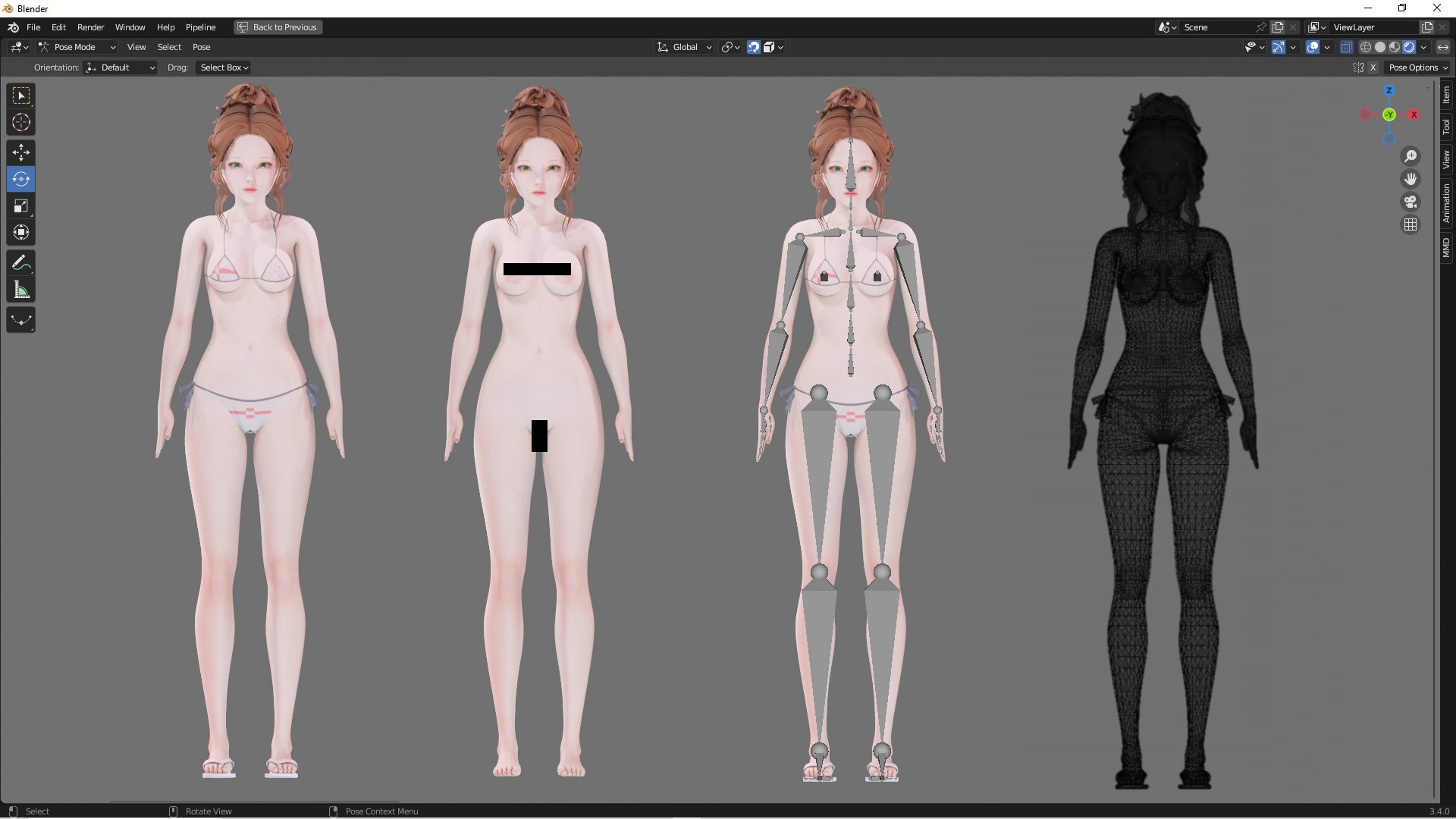 3D Bikini 0014 - UE5 - Unity - Blender - Animated - Realistic Female - Link In Description ...