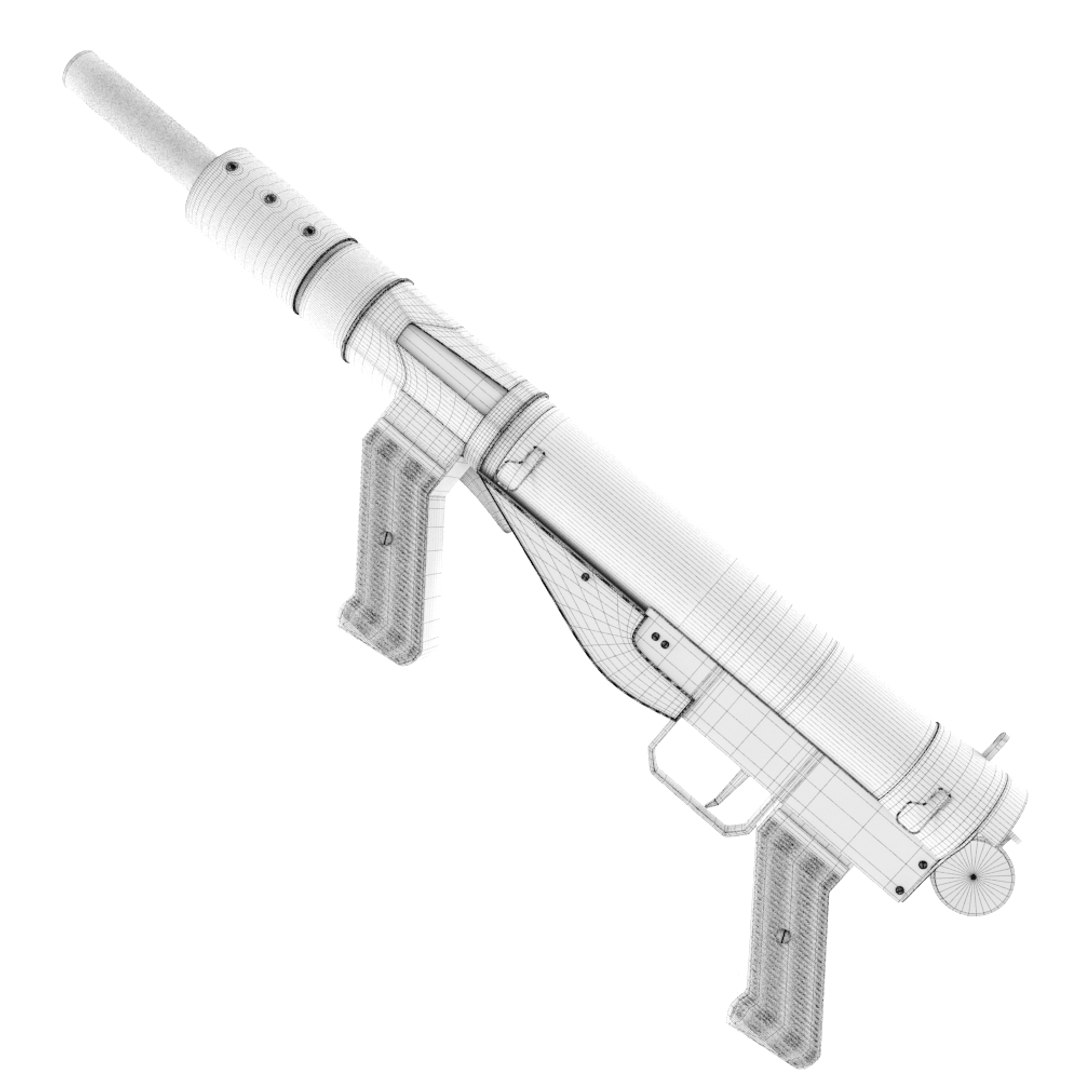 3d model submachine gun austen