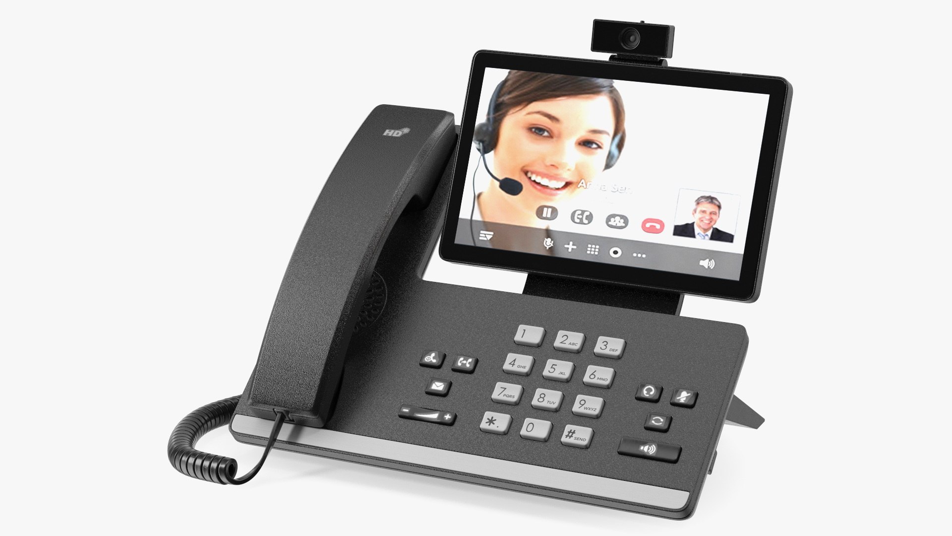 Office Smart Video IP Phone Black Lights On 3D Model - TurboSquid 2269966