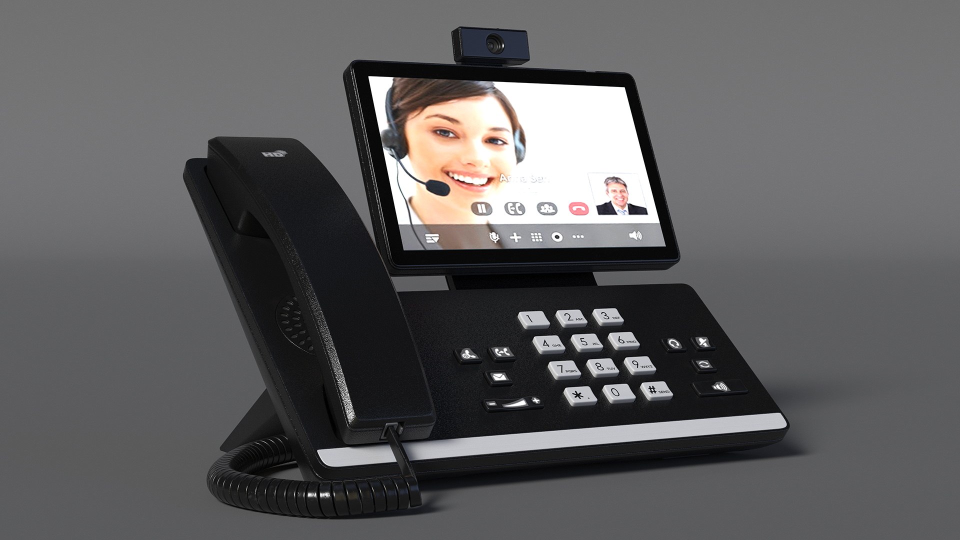 Office Smart Video IP Phone Black Lights On 3D Model - TurboSquid 2269966